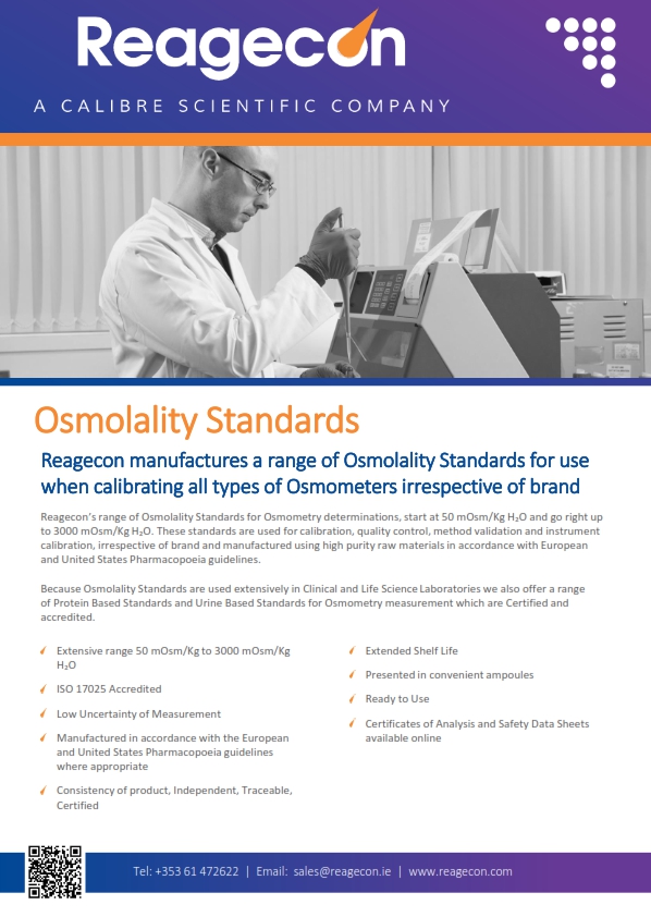 Osmolality Standards Solutions Reagecon